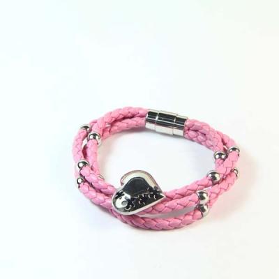 China Europ American Fashion Trendy Stainless Steel Geniune PU Leather Bracelet Bangle LBL251 for sale