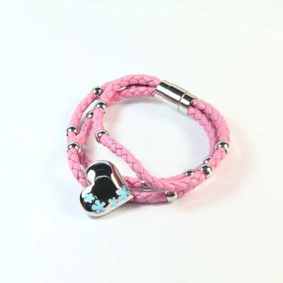 China Europ American Fashion Trendy Stainless Steel Geniune PU Leather Bracelet Bangle LBL252 for sale
