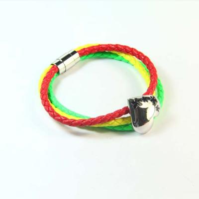 China Europ American Fashion Trendy Stainless Steel Geniune PU Leather Bracelet Bangle LBL258 for sale