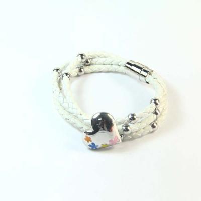 China Europ American Fashion Trendy Stainless Steel Geniune PU Leather Bracelet Bangle LBL254 for sale