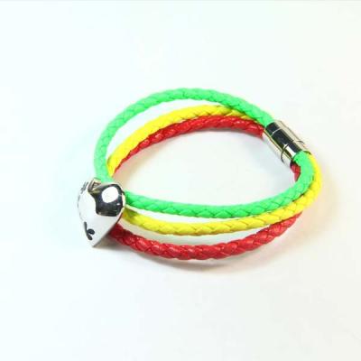 China Europ American Fashion Trendy Stainless Steel Geniune PU Leather Bracelet Bangle LBL257 for sale