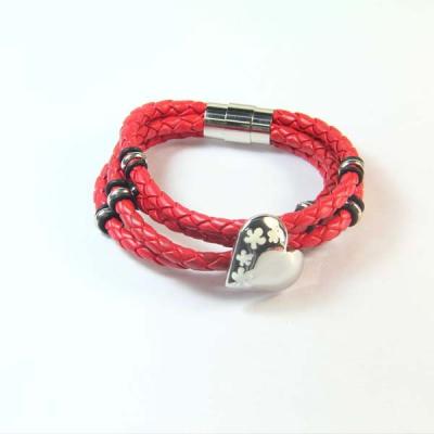 China Europ American Fashion Trendy Stainless Steel Geniune PU Leather Bracelet Bangle LBL261 for sale