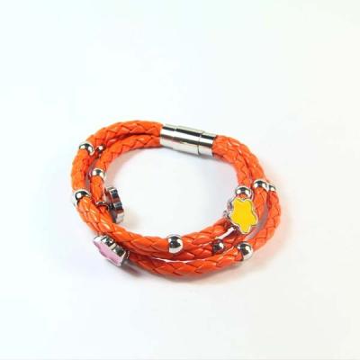 China Europ American Fashion Trendy Stainless Steel Geniune PU Leather Bracelet Bangle LBL265 for sale