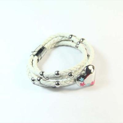 China Europ American Fashion Trendy Stainless Steel Geniune PU Leather Bracelet Bangle LBL266 for sale