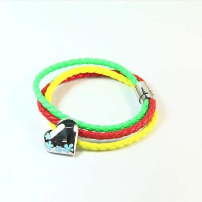 China Europ American Fashion Trendy Stainless Steel Geniune PU Leather Bracelet Bangle LBL267 for sale