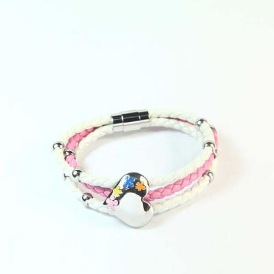 China Europ American Fashion Trendy Stainless Steel Geniune PU Leather Bracelet Bangle LBL272 for sale