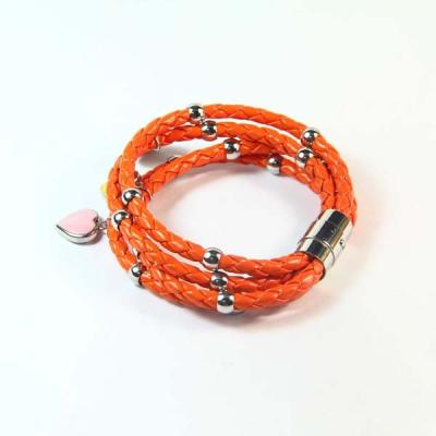 China Europ American Fashion Trendy Stainless Steel Geniune PU Leather Bracelet Bangle LBL273 for sale