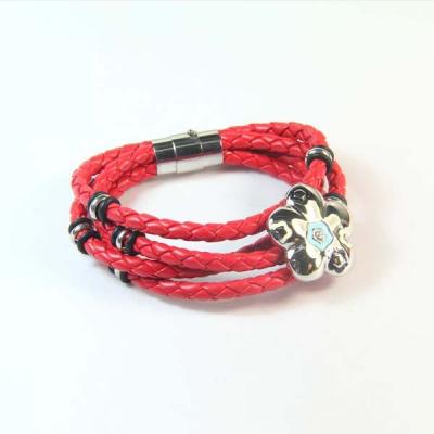 China Europ American Fashion Trendy Stainless Steel Geniune PU Leather Bracelet Bangle LBL269 for sale