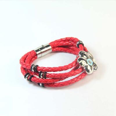 China Europ American Fashion Trendy Stainless Steel Geniune PU Leather Bracelet Bangle LBL270 for sale