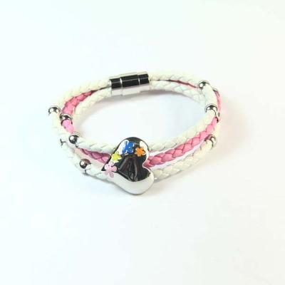 China Europ American Fashion Trendy Stainless Steel Geniune PU Leather Bracelet Bangle LBL271 for sale