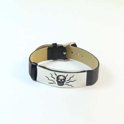 China Europ American Fashion Trendy Stainless Steel Geniune PU Leather Bracelet Bangle LBL275 for sale