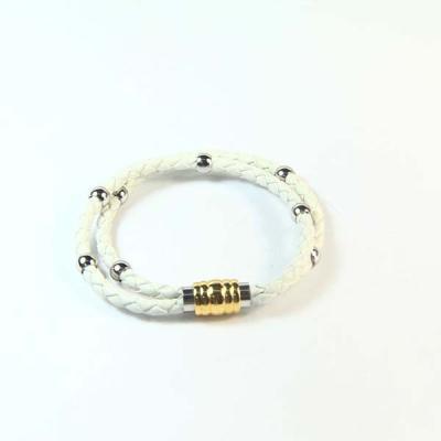 China Europ American Fashion Trendy Stainless Steel Geniune PU Leather Bracelet Bangle LBL283 for sale