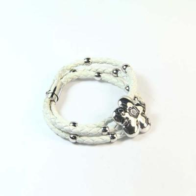 China Europ American Fashion Trendy Stainless Steel Geniune PU Leather Bracelet Bangle LBL282 for sale