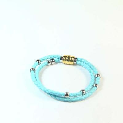 China Europ American Fashion Trendy Stainless Steel Geniune PU Leather Bracelet Bangle LBL284 for sale