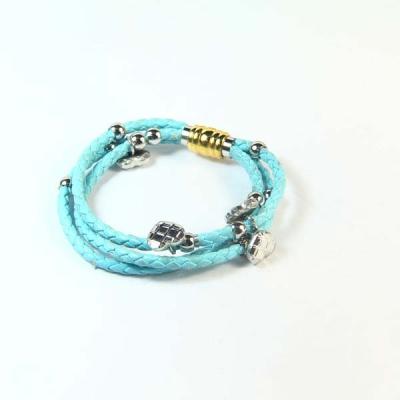China Europ American Fashion Trendy Stainless Steel Geniune PU Leather Bracelet Bangle LBL285 for sale