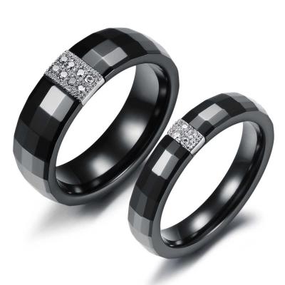 China New Super Fashion Tagor Jewelry Factory Ceramic Tungsten Series couple Rings TYWR060 for sale