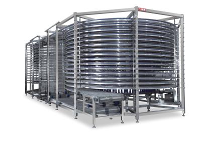 China Food Industry Spiral Cooling Conveyor - Stainless Steel Construction with Custom Sizes up to Multiple Layers for Continuous Processing for sale