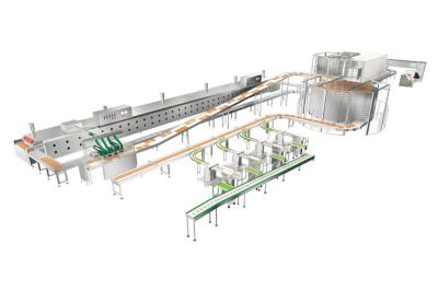 China Multi-Step Proofer Delidding Automatic Toast Production Line with Tunnel Oven and Spiral Cooler for Bread Manufacturing for sale