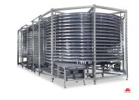 China ISO9000 Spiral Cooling Conveyor for Bakery Production Lines - Stainless Steel Construction with Variable Speed Control for sale