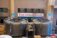China Flip Over Depanner Chicken Floss Cake Automatic Production Line with Tunnel Oven and Spiral Cooler for sale