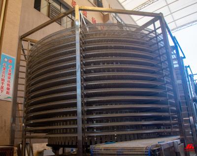 China CE 220V Central Drum Driven Spiral Cooling Tower for Bakery - Custom 650mm Width Conveyor System for sale