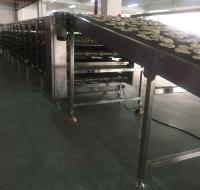 China CE 90 Degrees Turning Mesh Belt Food Conveyor System with Single & Multi-Layer Design for Industrial Cooling Applications for sale