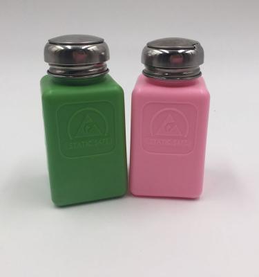 China 250ml HDPE Esd Products IPA Alcohol Dispenser Pump Bottle Pink / Green Color for sale
