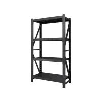 China Custom Heavy Duty Shelving 300 Kg Layer Garage Black 4 Tier Warehouse Storage Metal Stacking Shelf Rack Unit For Warehouse for sale