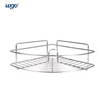 China Stainless Steel Wall Mounted Corner Basket Damage Free Hanging Bathroom Corner Shelf Adhesive for sale