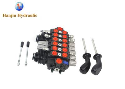 China Hydrocontrol SD8 Series Hydraulic Joystick Control Valve 90 Liters 6 Levers With 2 Joysticks for sale
