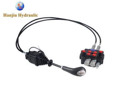 China 2P80 Hydraulic Control Valve 80 Liter 2 Spool Joystick With 1.5 Meter Cable And 2 Buttons for sale