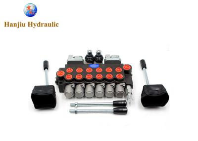 China 6 Spool Hydraulic Directional Valve 11gpm 40L/min 6p40 With 2 Joysticks Monoblock Valve for sale