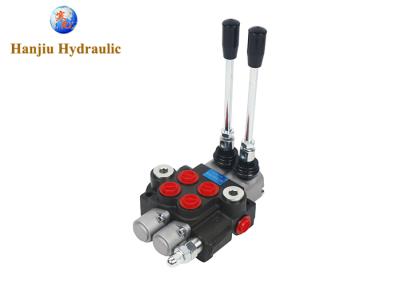 China 2P40 Monoblock Hydraulic Valve 40L Flow, 2 Spool, BSP Port G3/8, 3 Position Spring Return for sale