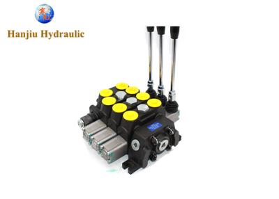 China 4 Section Open Center Directional Valve With Cylinder Spools Spring Center Handles for sale