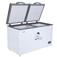 China Castor Wheel Lockable Deep Freezer Refrigerator High Capacity Two Door Deep Freezer for sale