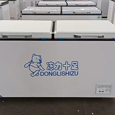 China Household Deep Fridge Freezer Mechanical Temperature Control Chest Freezer Double Door 383L for sale