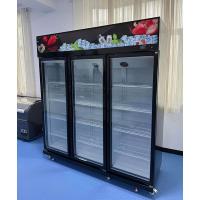 China 1100L Three Door Display Fridge 340W Refrigerated Beverage Display Case With LED High Lumen Spotlight for sale