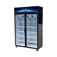 China Customizable Brand Decal Wrap Fan Cooled Double-Door Refrigerated Beverage Display Cabinet for sale