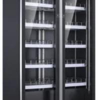 China Customizable Brand Decal Wrap Fan Cooled Double-Door Refrigerated Beverage Display Cabinet for sale