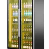 China Customizable Brand Decal Wrap Fan Cooled Double-Door Refrigerated Beverage Display Cabinet for sale