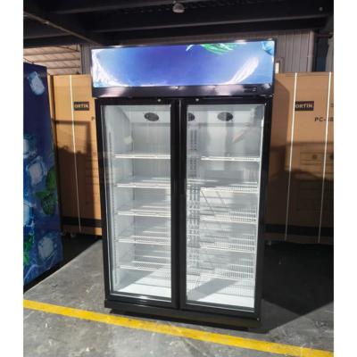 China Air-Cooled High Quality 900L Double-Door Refrigerated Beverage Display Cabinet for sale