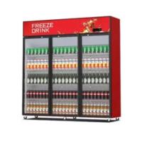 China 1100L Three Door Display Fridge Customizable Refrigerated Beverage Case 350W for sale