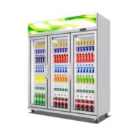 China 1100L Three Door Display Fridge Customizable Refrigerated Beverage Case 350W for sale