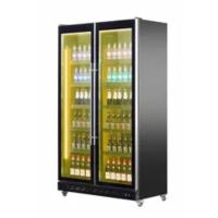 China 680L / 688L / 900L Beverage Display Cooler Double Door Grocery Store Display Coolers for sale