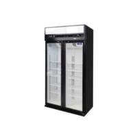 China Campus Cafeteria Double Door Commercial Fridge Self Closing Refrigerated Beverage Cooler 680L for sale