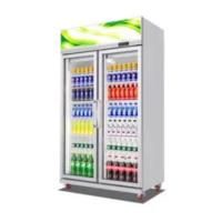 China Campus Cafeteria Double Door Commercial Fridge Self Closing Refrigerated Beverage Cooler 680L for sale