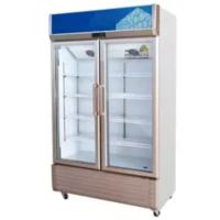 China Campus Cafeteria Double Door Commercial Fridge Self Closing Refrigerated Beverage Cooler 680L for sale