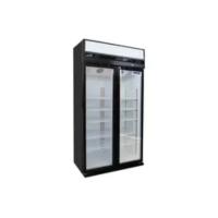 China Campus Cafeteria Double Door Commercial Fridge Self Closing Refrigerated Beverage Cooler 680L for sale