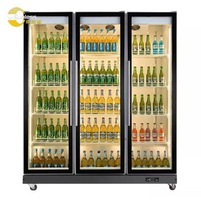 China 680L Beverage Display Cooler 295W Commercial Upright Freezer With LED Lighting And Adjustable Shelves for sale