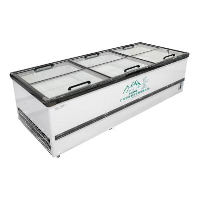 China Shopping Mall Deep Island Freezer 708L Glass Door Deep Freezer 400W for sale